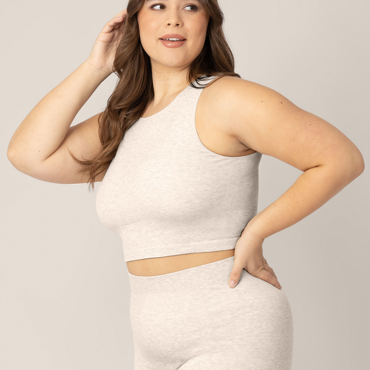 Sublime® Bamboo Maternity & Nursing Longline Bra Top | Oatmeal Heather – HoneyBug
