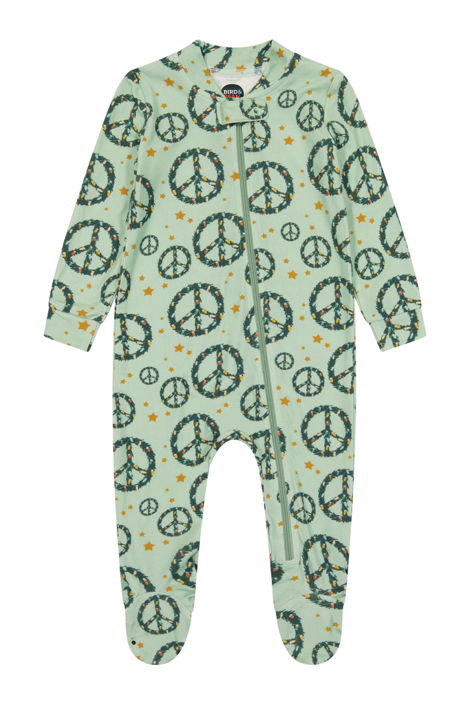 Footed Zip Romper - Peace + Joy - HoneyBug