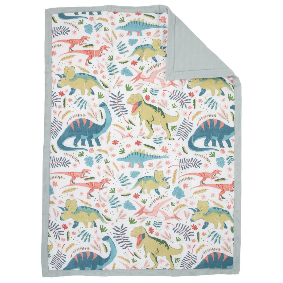Cotton Muslin Toddler Comforter - Boho Dino – HoneyBug