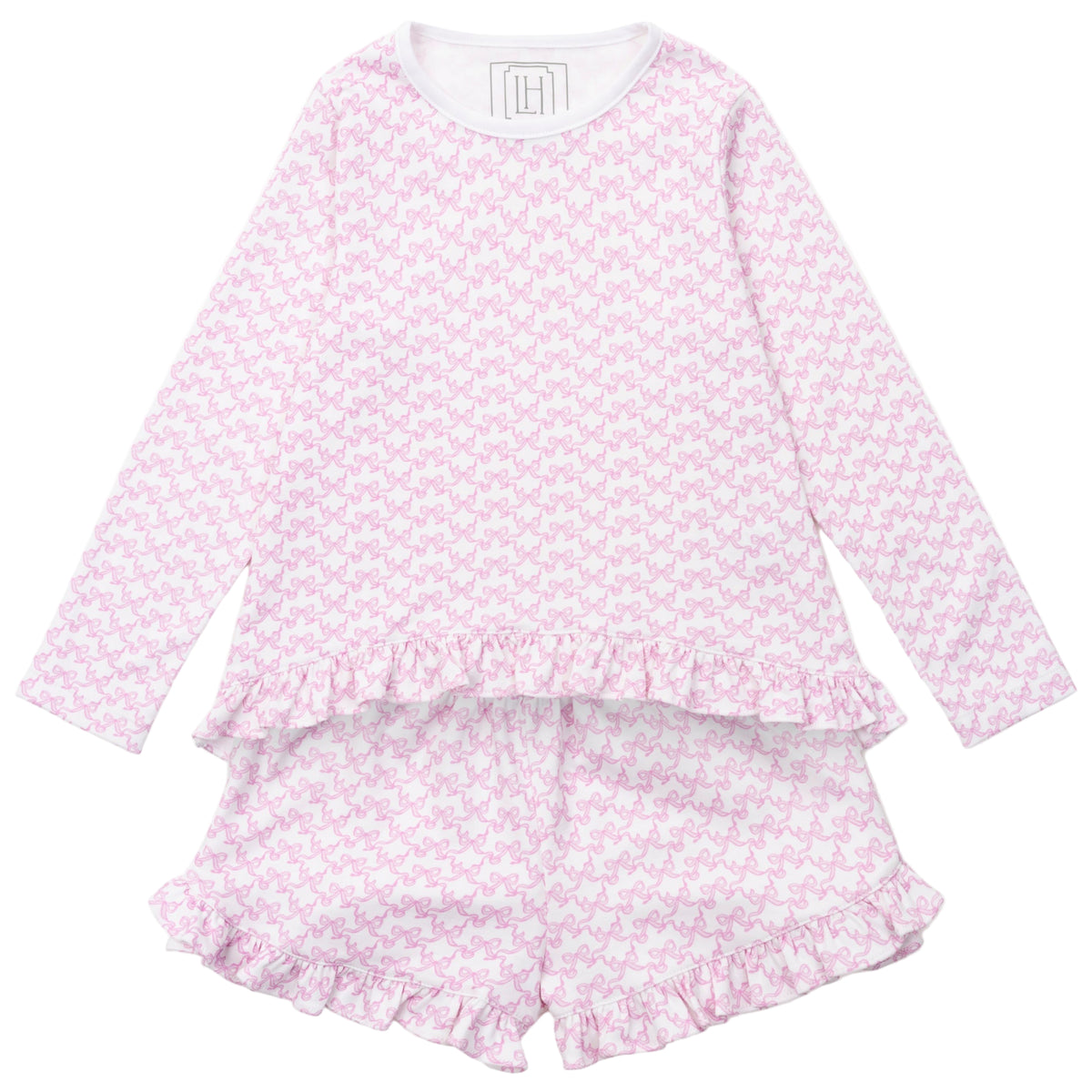 Rorie Girls' Short Set - Pretty Pink Bows – HoneyBug