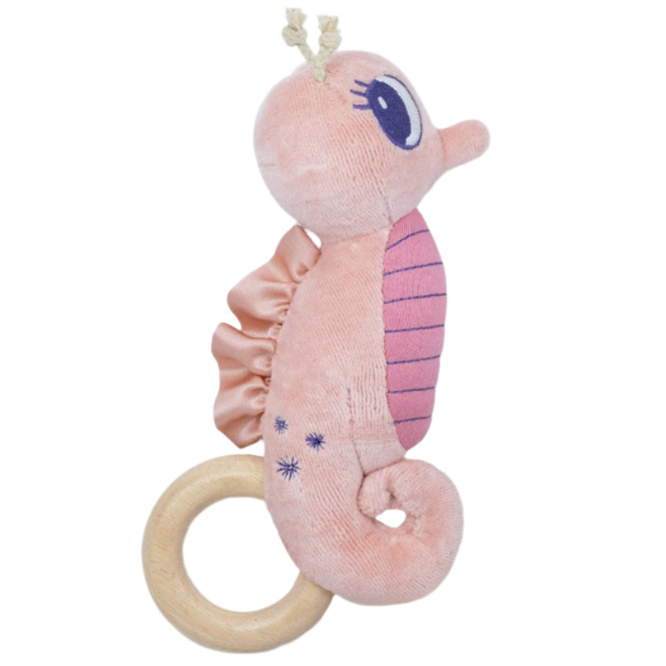 Pink Seahorse Teething Rattle – HoneyBug