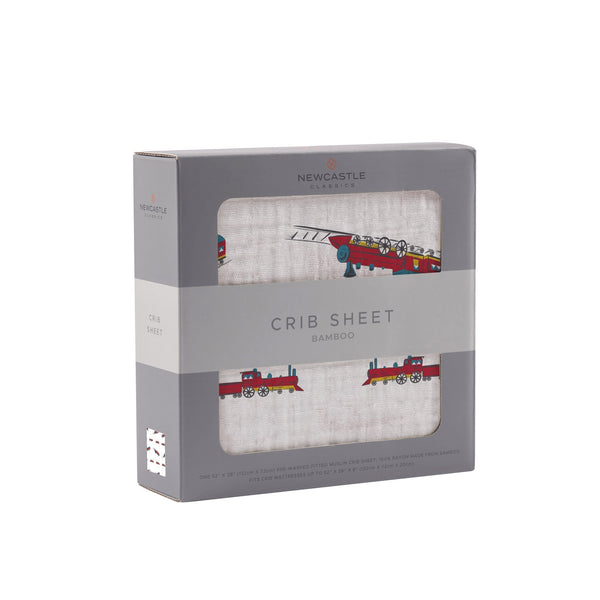 Vintage Steam Train Bamboo Crib Sheet - HoneyBug